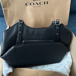 Coach | Bags | Coach Meadow Black Shoulder Bag With Pebbled Leather And ...